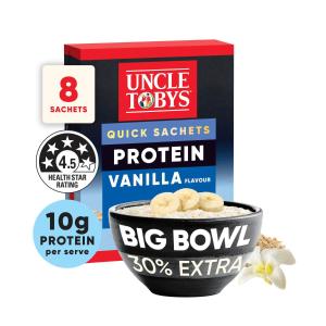 Buy Uncle Tobys Oats Quick Sachets Big Bowl Vanilla Protein 368g | Coles
