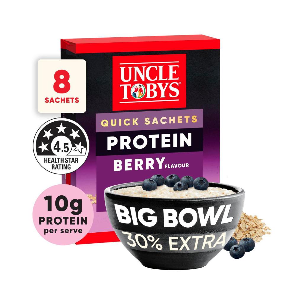 Buy Uncle Tobys Oats Quick Sachets Berry Protein Big Bowl 368g | Coles
