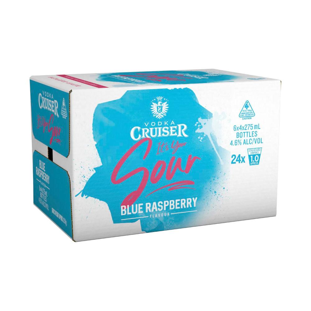 Buy Vodka Cruiser Sour Blue Raspberry Bottle 275mL 24 Pack | Coles