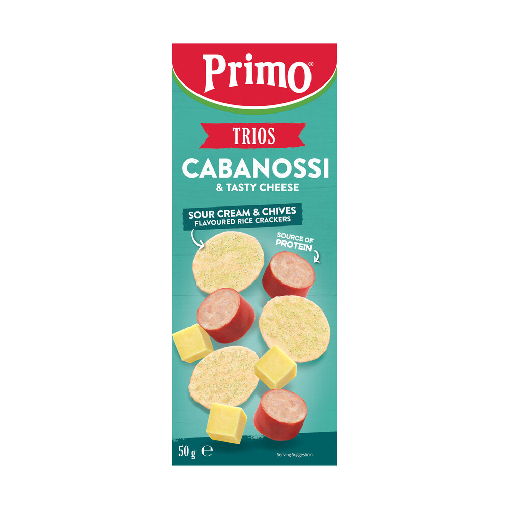 Buy Primo Trios Cabanossi Cheese & Sour Cream Rice Crackers 50g | Coles