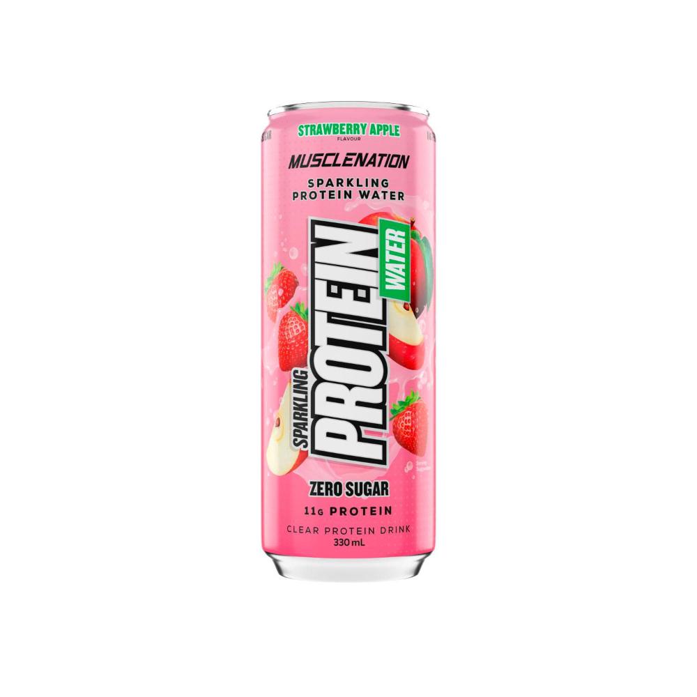 Buy Muscle Nation Sparkling Protein Water Strawberry Apple 330mL | Coles