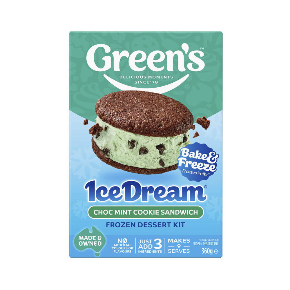 Buy Green's Ice Dream Choc Mint Cookie Dessert Mix 360g | Coles