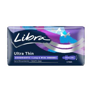 Buy Libra Ultra Thin Pads Goodnights Long & Wide 6 pack | Coles