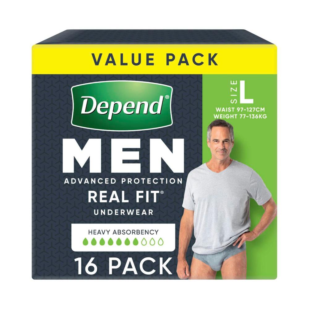 Buy Depend Men Real Fit Underwear Large 16 pack | Coles