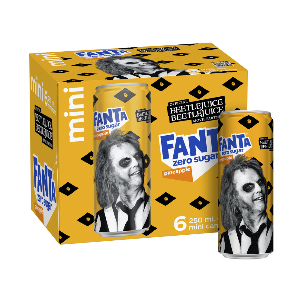 Buy Fanta Pineapple Zero Sugar Mini Cans 6x250mL 6 pack | Coles