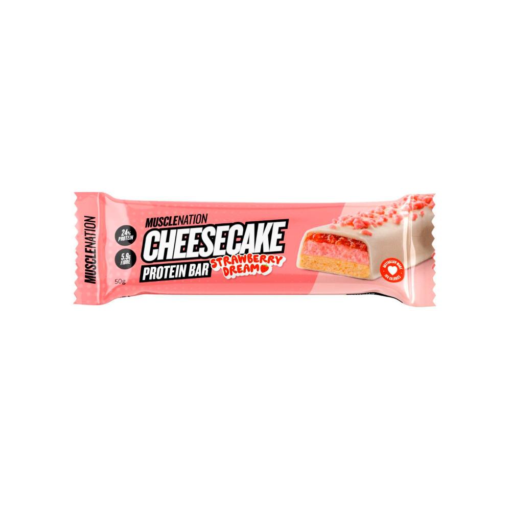 Buy Muscle Nation Cheesecake Protein Bar Strawberry 50g | Coles