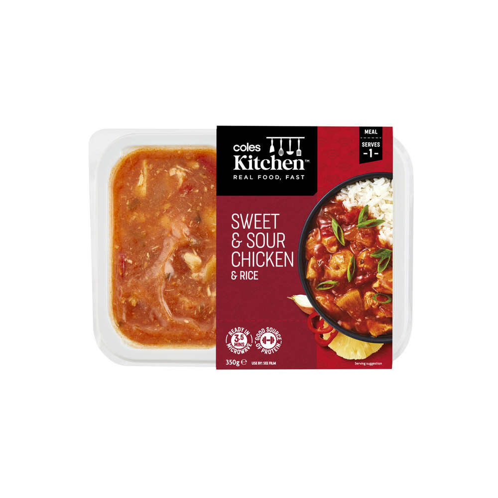 Buy Coles Kitchen Sweet & Sour Chicken & Rice 350g | Coles