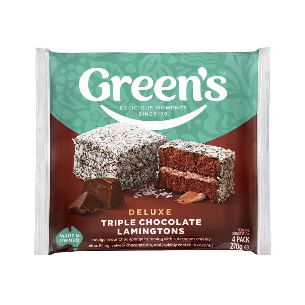 Buy Green's Deluxe Triple Chocolate Lamingtons 270g | Coles
