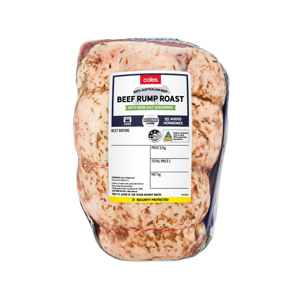 Buy Coles Beef Rump Roast With Herb Salt Seasoning approx. 1.3kg | Coles