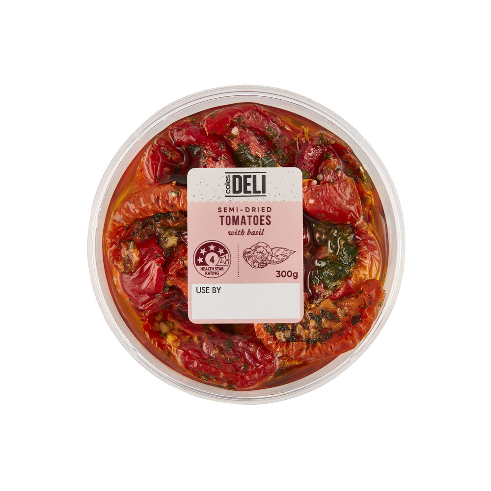 Buy Coles Deli Semi Dried Tomatoes With Basil 300g | Coles