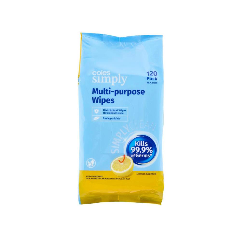 Buy Coles Simply Lemon Biodegradable Wipes 120 Pack | Coles