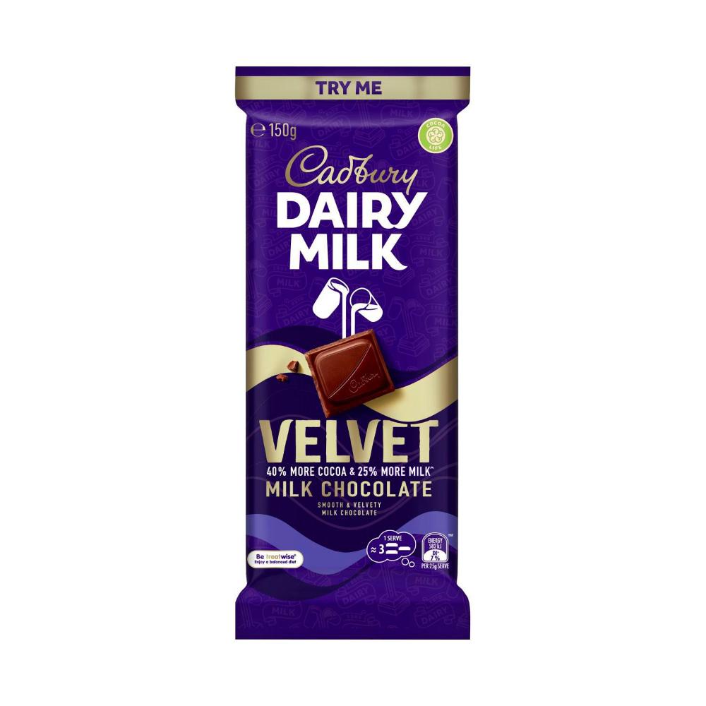 Buy Cadbury Dairy Milk Velvet Block Chocolate 150g | Coles