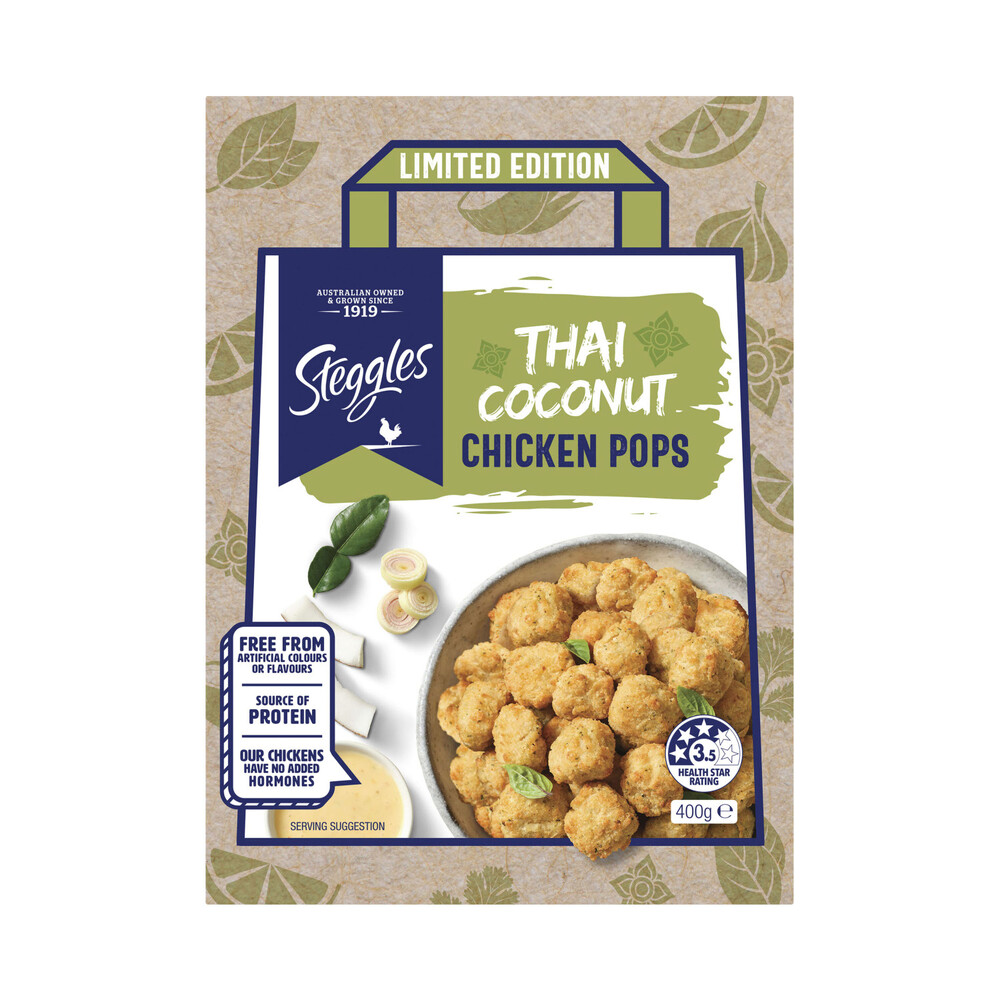 Buy Steggles Thai Coconut Chicken Pops 400g | Coles