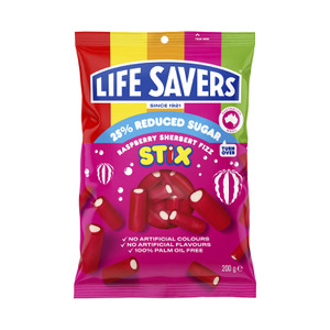 Buy Life Savers Raspberry Reduced Sugar Stix 200g | Coles