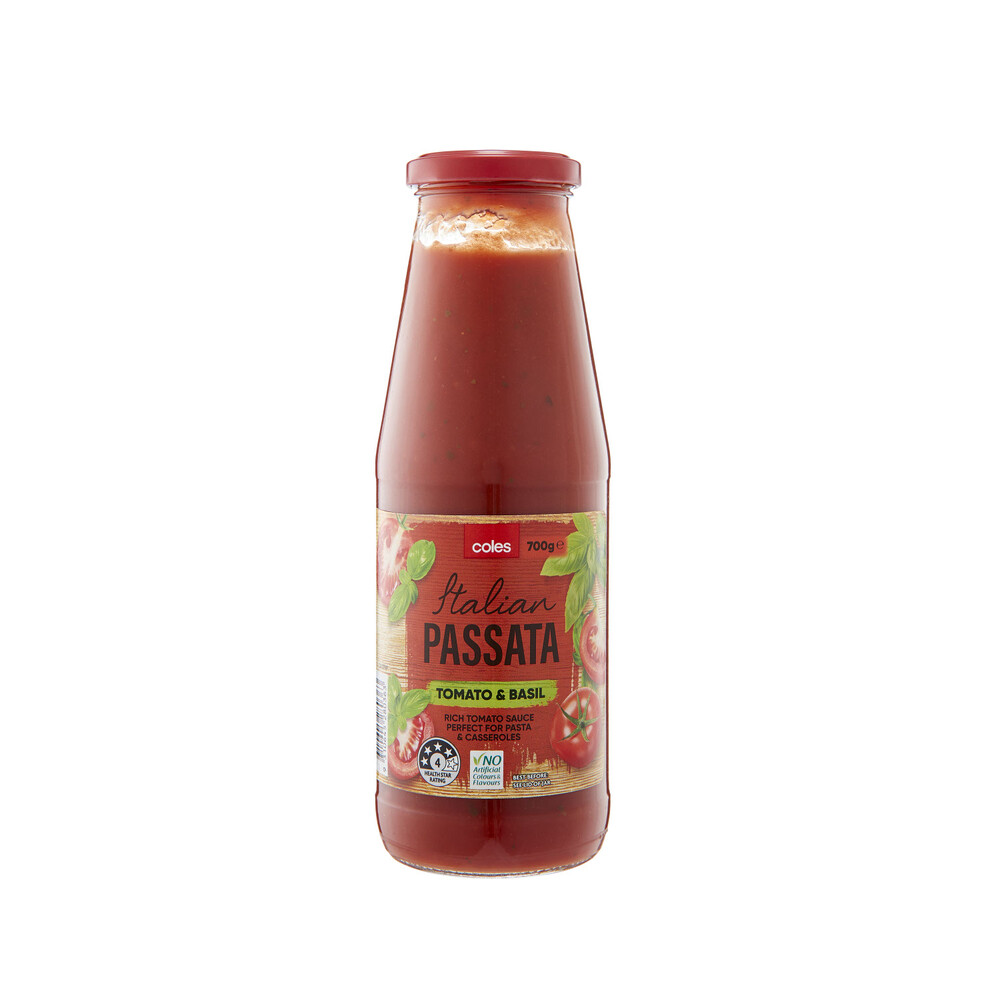 Buy Coles Italian Passata Sauce With Basil 700g | Coles