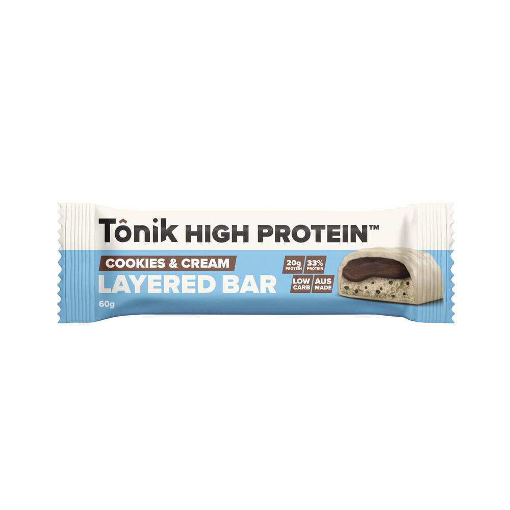 Buy Tonik High Protein Layered Bar Cookies & Cream 60g | Coles