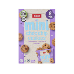 Buy Coles Multipack Mini Choc Chip Cookies 8 Pack 180g | Coles