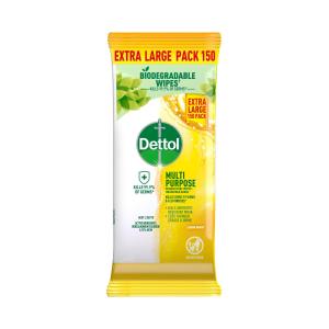 Buy Dettol Disinfectant Lemon Multipurpose Cleaning Wipes 150 pack | Coles