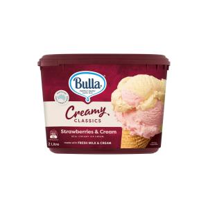 Buy Bulla Creamy Classic Ice Cream Strawberries And Cream 2L | Coles