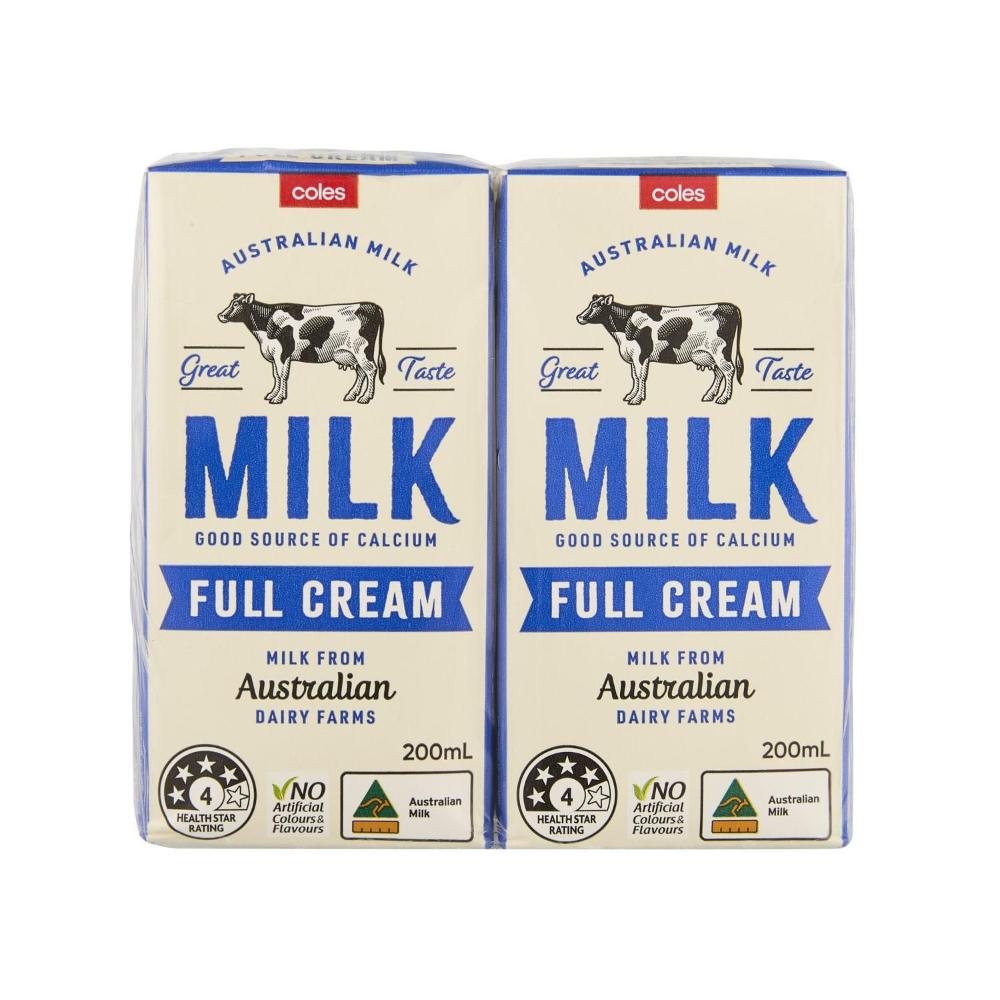 Buy Coles Multipack Full Cream Uht Milk 6 Pack 1200mL | Coles