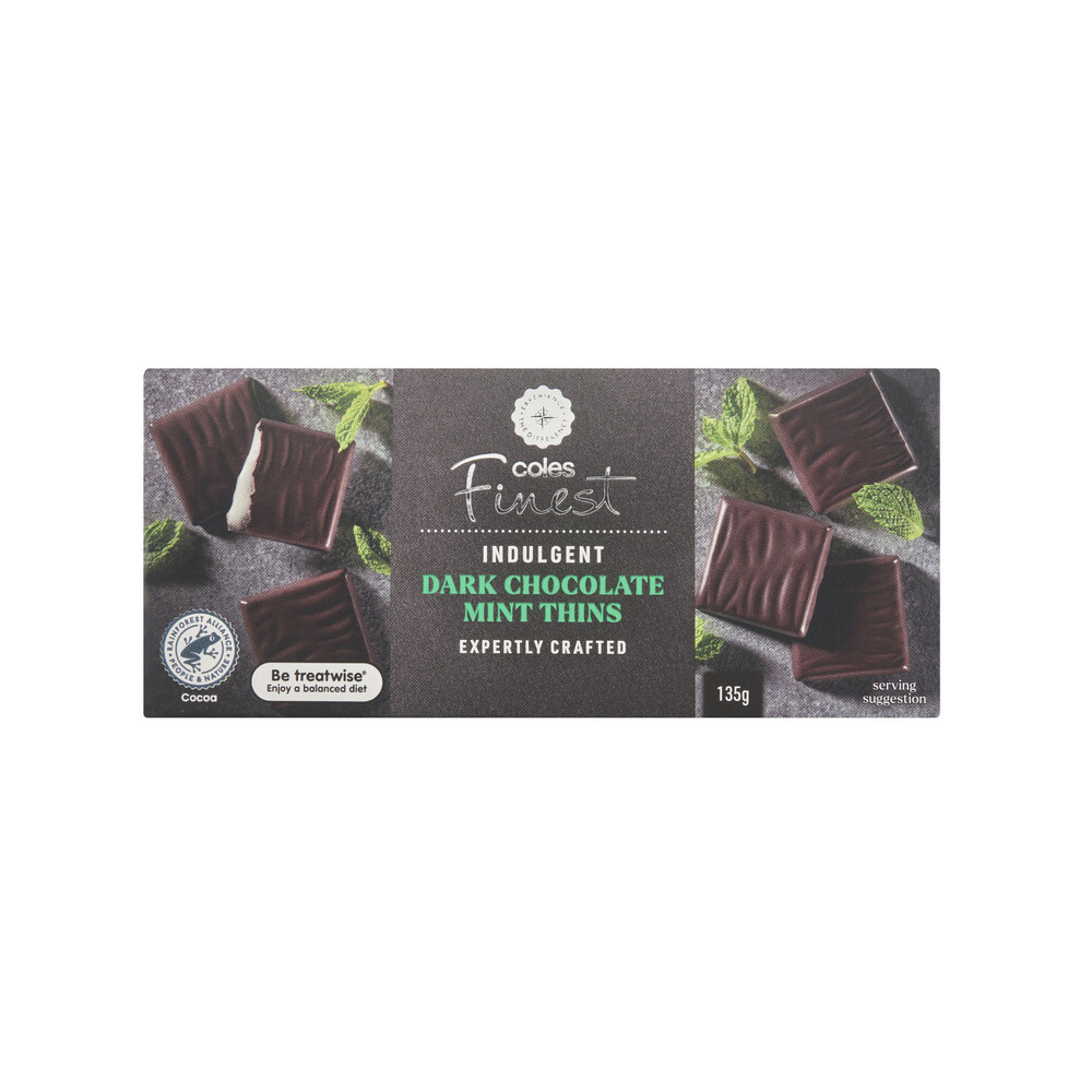 Buy Coles Finest Dark Chocolate Mint Thins 135g | Coles
