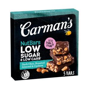 Buy Carman's Low Sugar Low Carb Nut Bars Dark Choc Roasted Almond ...