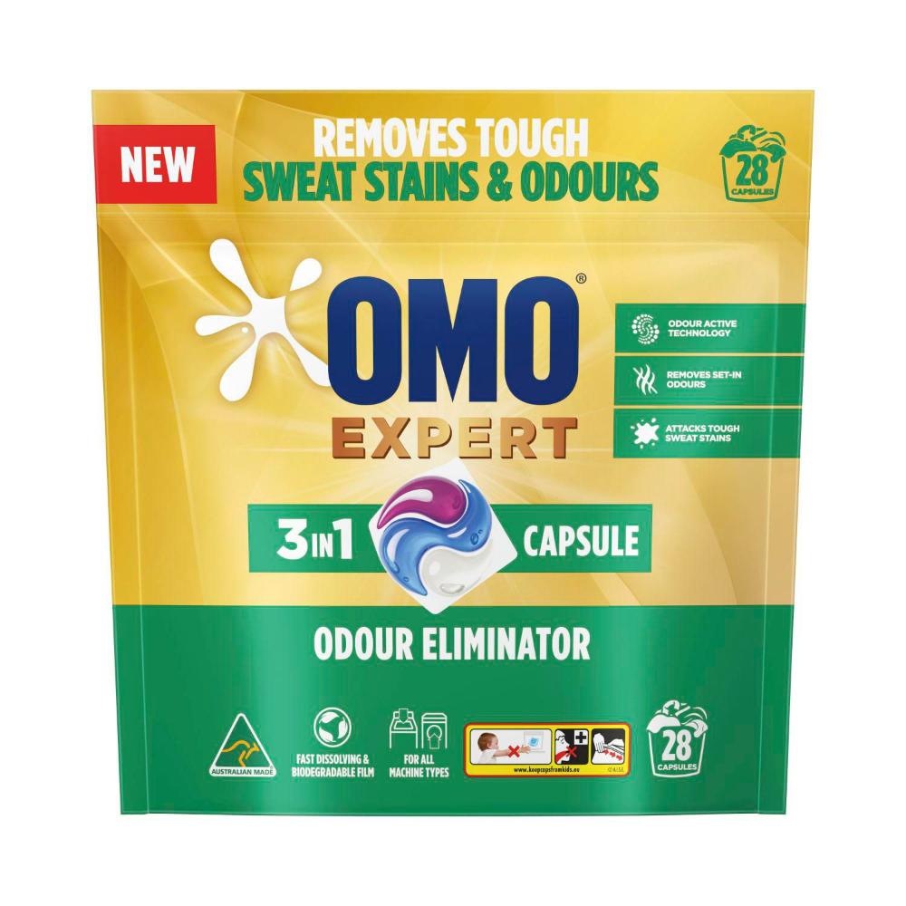 Buy OMO Expert Laundry Capsules 3 In 1 Odour Eliminator 28 pack | Coles