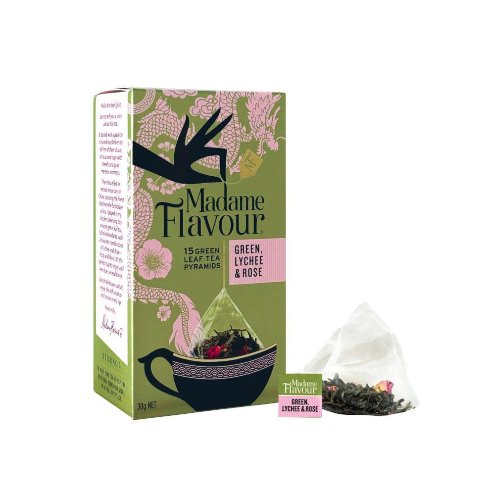 Buy Madame Flavour Green Lychee Rose Pyramids 15 pack | Coles