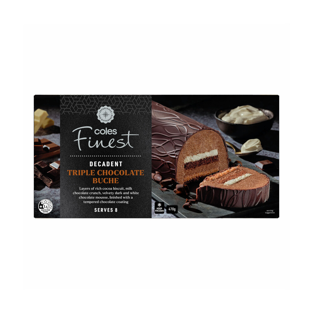 Buy Coles Finest Triple Chocolate Buche 470g | Coles