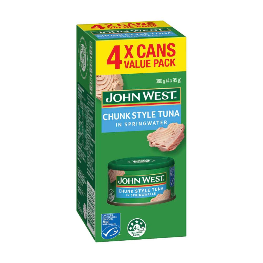 Buy John West Tuna Multipack Springwater 4x95g 380g | Coles