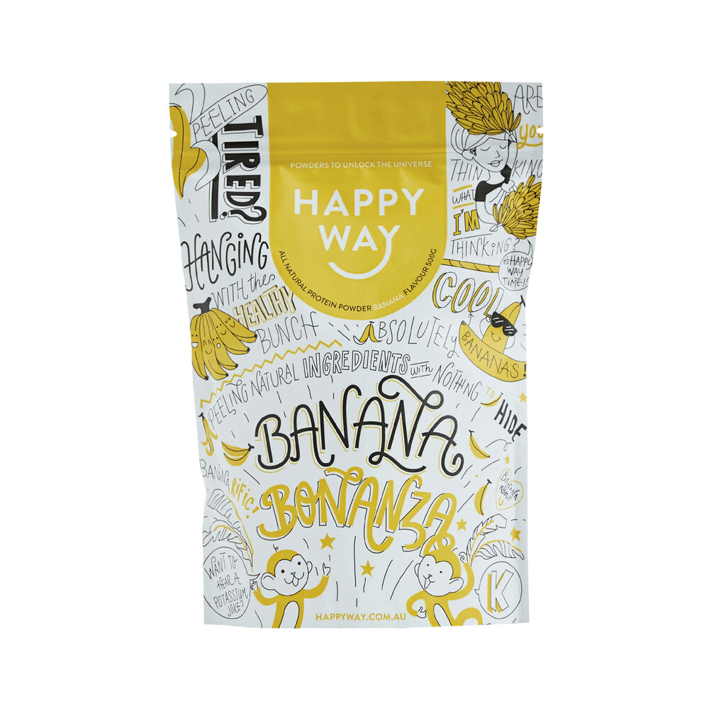 Buy Happy Way Whey Protein Powder Banana 500g | Coles