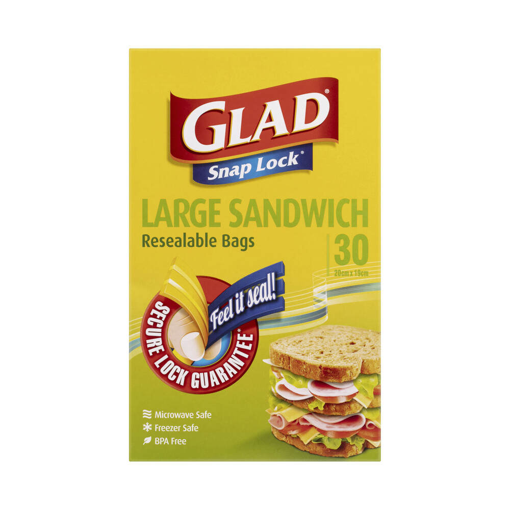 Buy Glad Snap Lock Sandwich Bags Large 30 pack | Coles