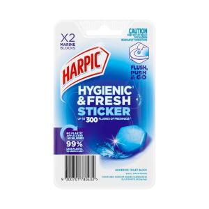 Buy Harpic Hygienic & Fresh Sticker Adhesive Toilet Block Marine 2 pack ...