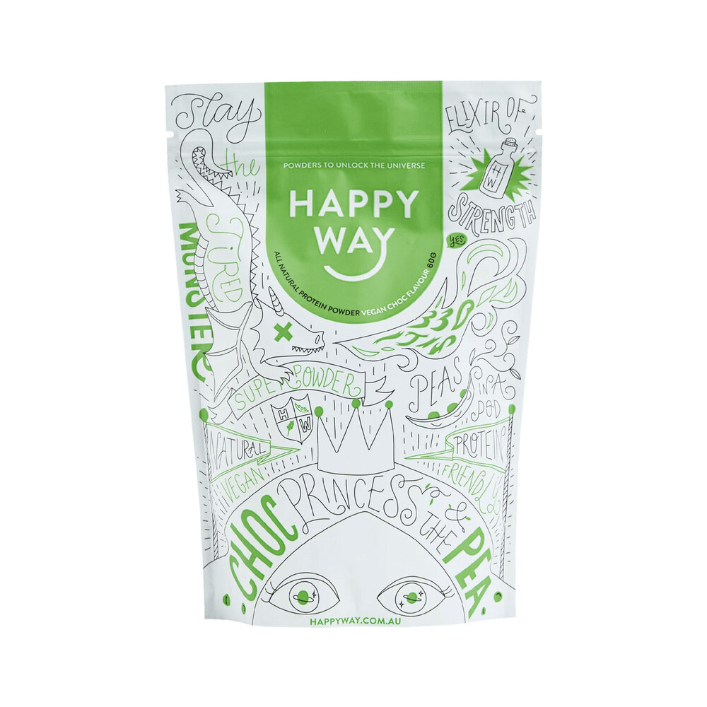 Buy Happy Way Vegan Protein Powder Chocolate 60g | Coles
