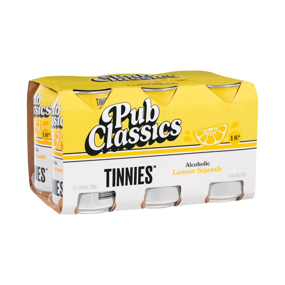 Buy Tinnies Pub Classics Alcoholic Lemon Squash Can 330mL 6 Pack | Coles