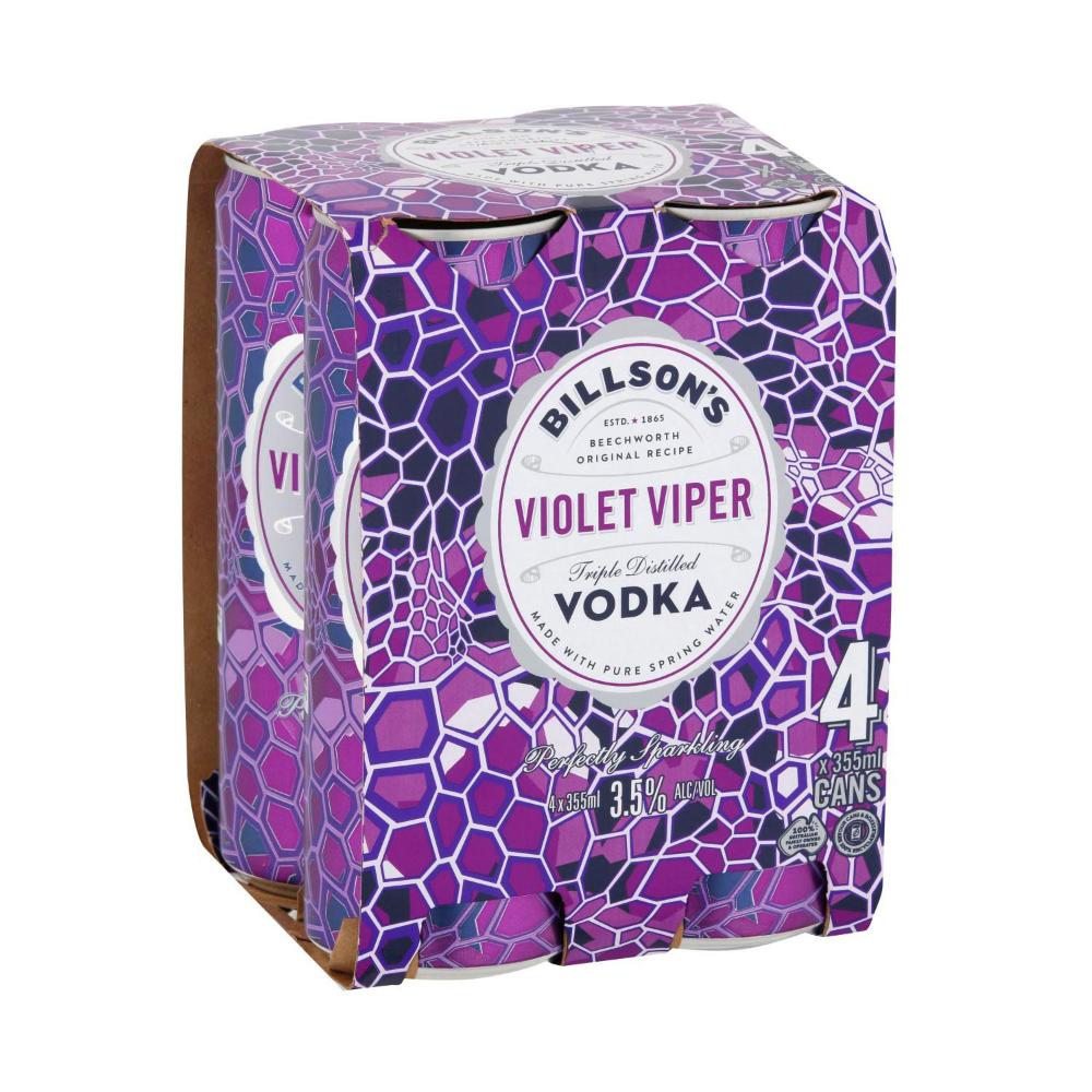 Buy Billson's Violet Viper Vodka Mixed Drink Can 355ml 4 Pack | Coles