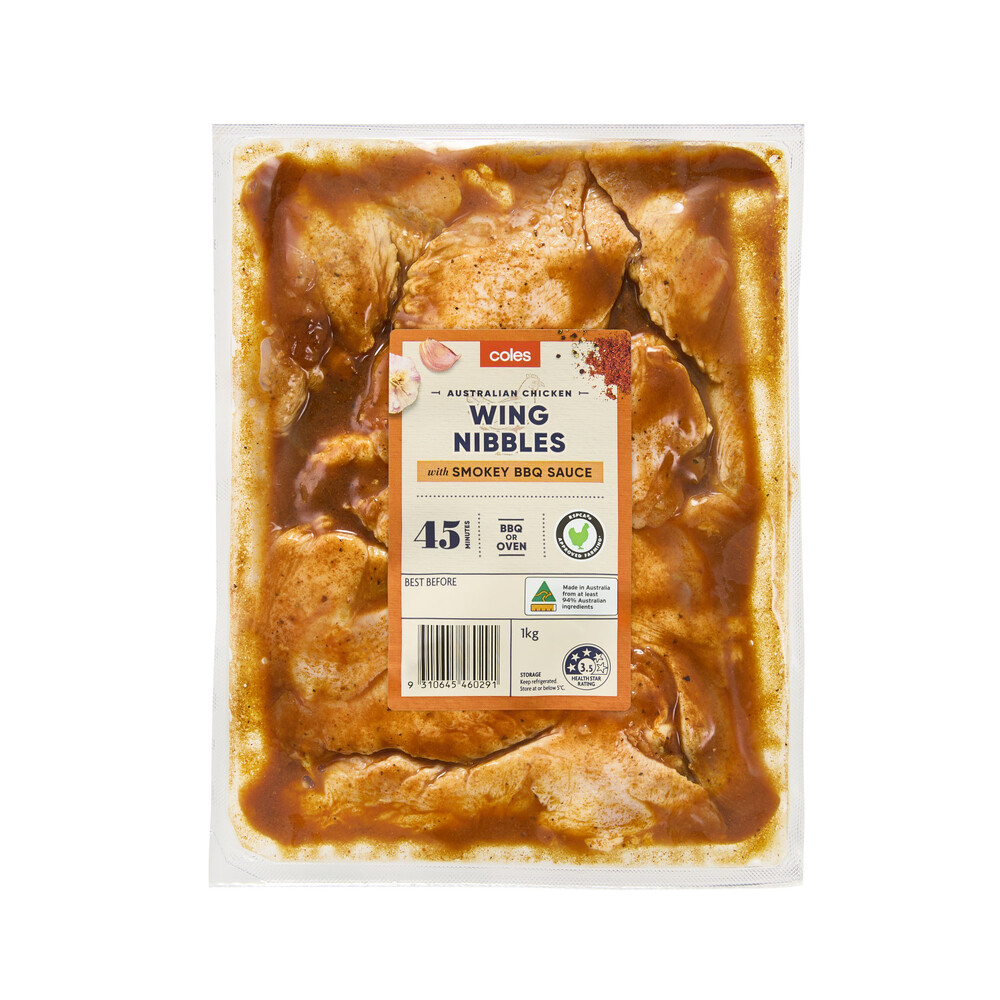 Buy Coles RSPCA Approved Chicken Wing Nibbles Smokey Bbq Sauce 1kg | Coles