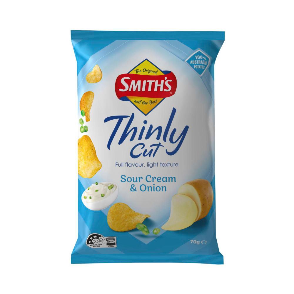 Buy Smiths Thinly Cut Potato Chips Sour Cream & Onion 70g | Coles
