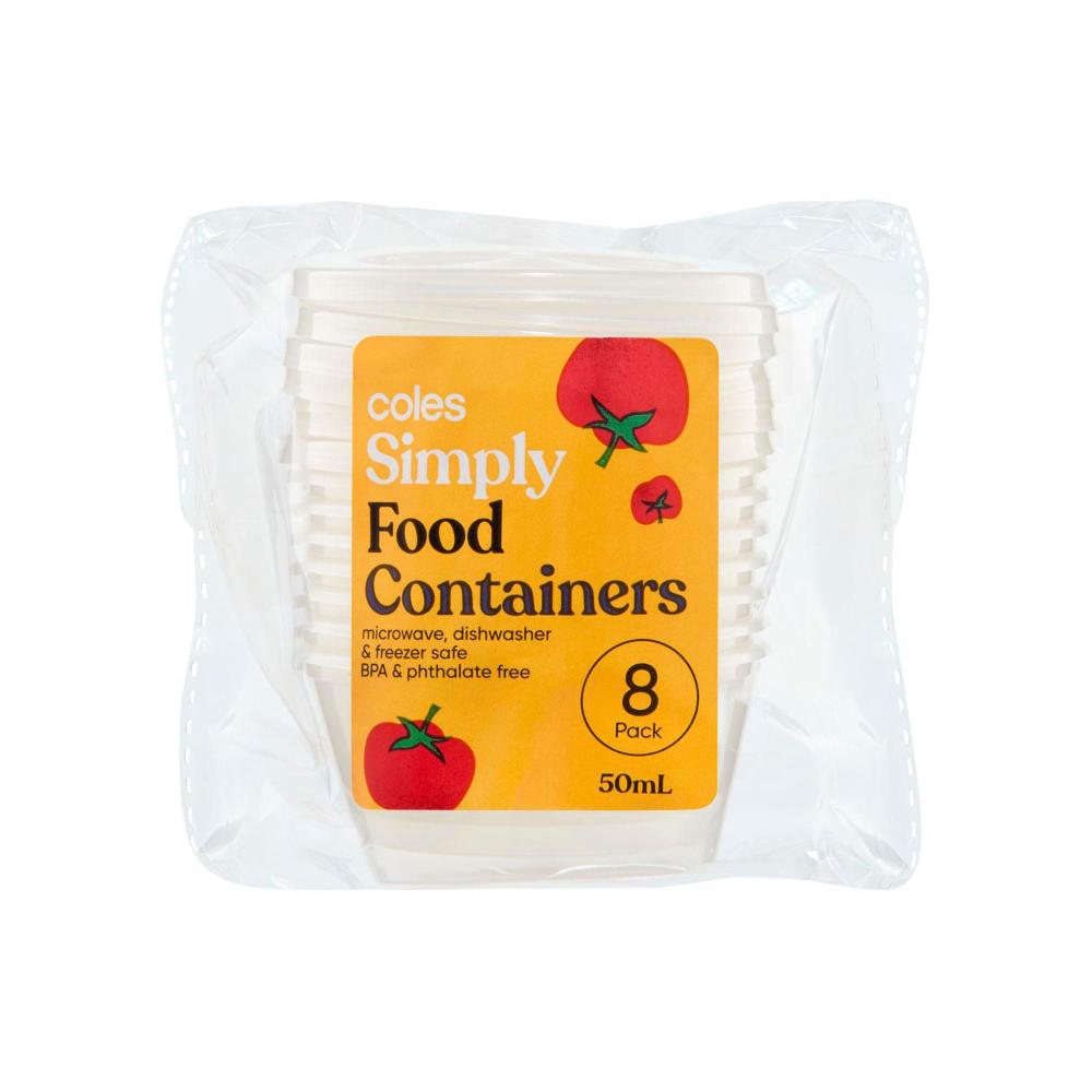 Buy Coles Simply Food Containers 50ml 8 Pack | Coles