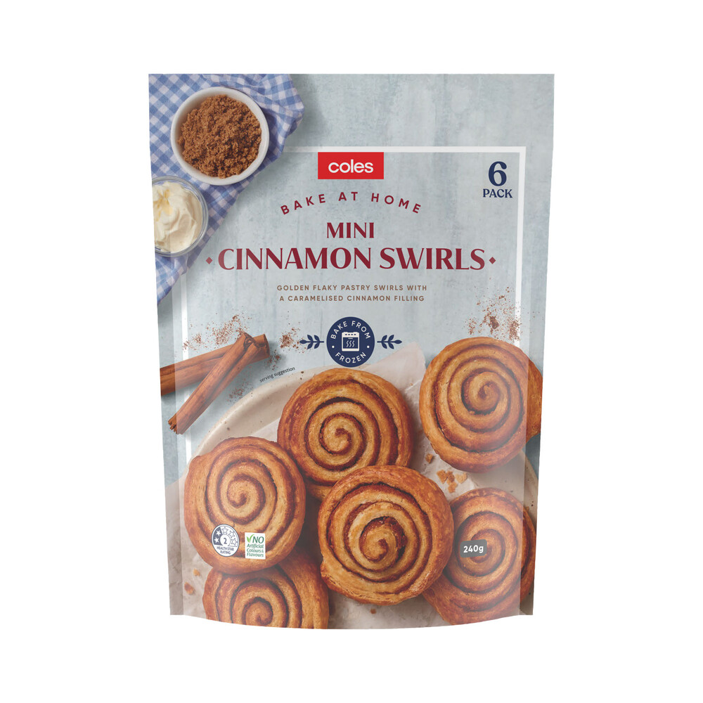 Buy Coles Bake At Home Mini Cinnamon Swirl 6 Pack 240g | Coles