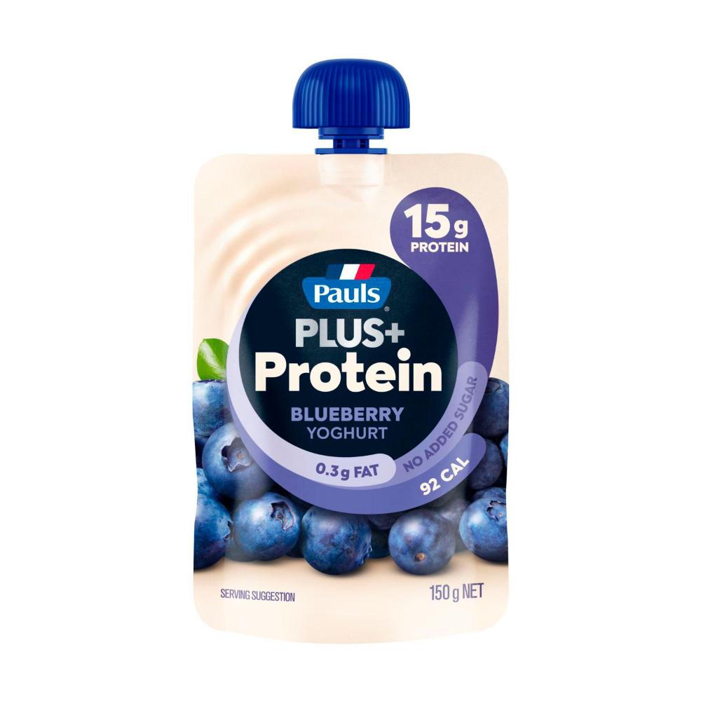 Buy Pauls Plus Protein Yoghurt Pouch Blueberry 150GRAM | Coles