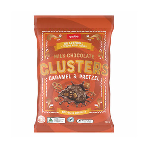 Buy Coles Milk Chocolate Caramel & Pretzel Clusters 120g | Coles