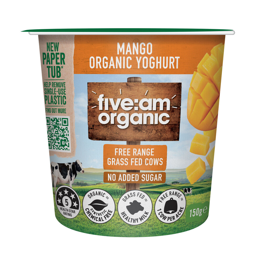 Buy Five:am Organic Yoghurt Mango 150g | Coles