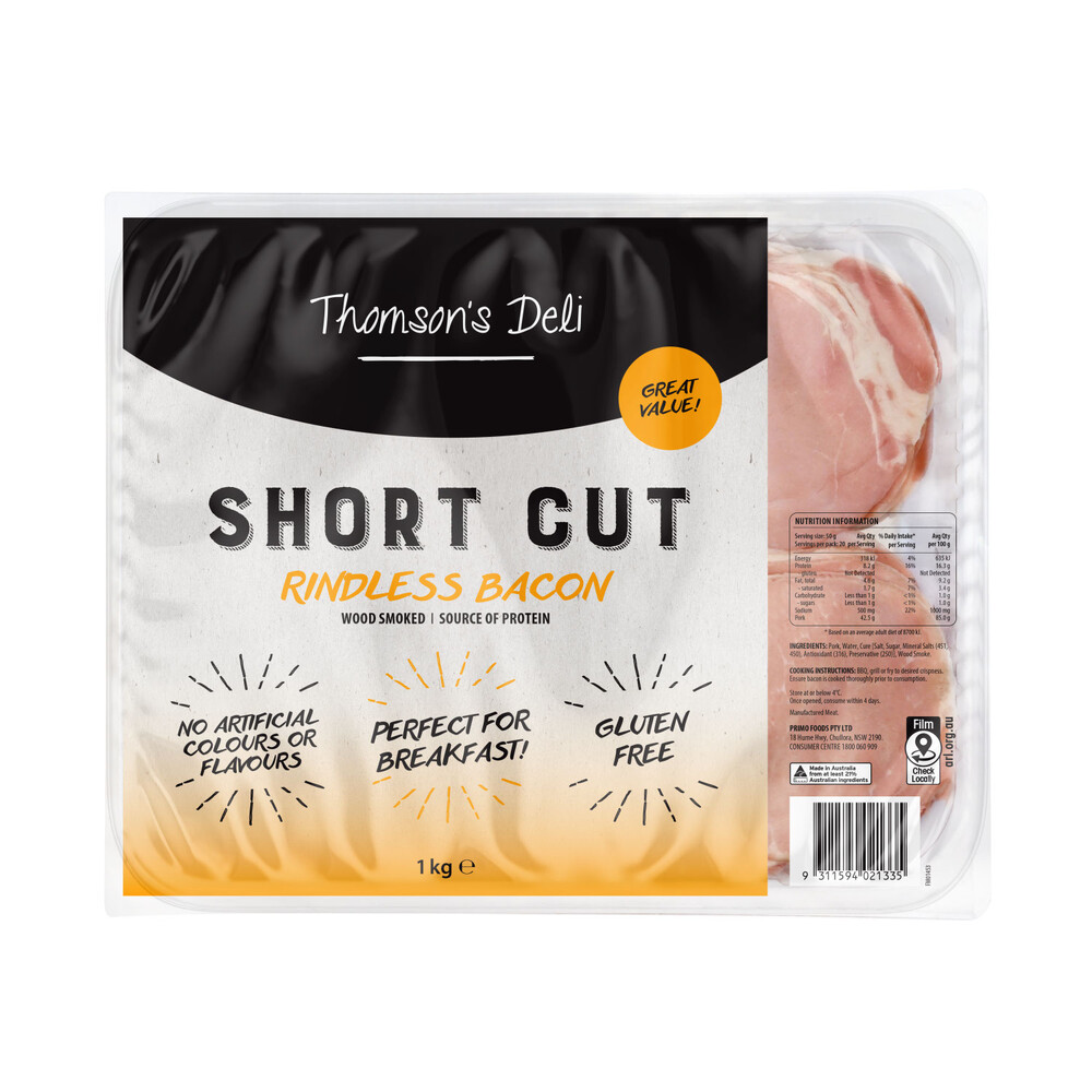 Buy Thomson's Deli Short Cut Bacon 1kg | Coles