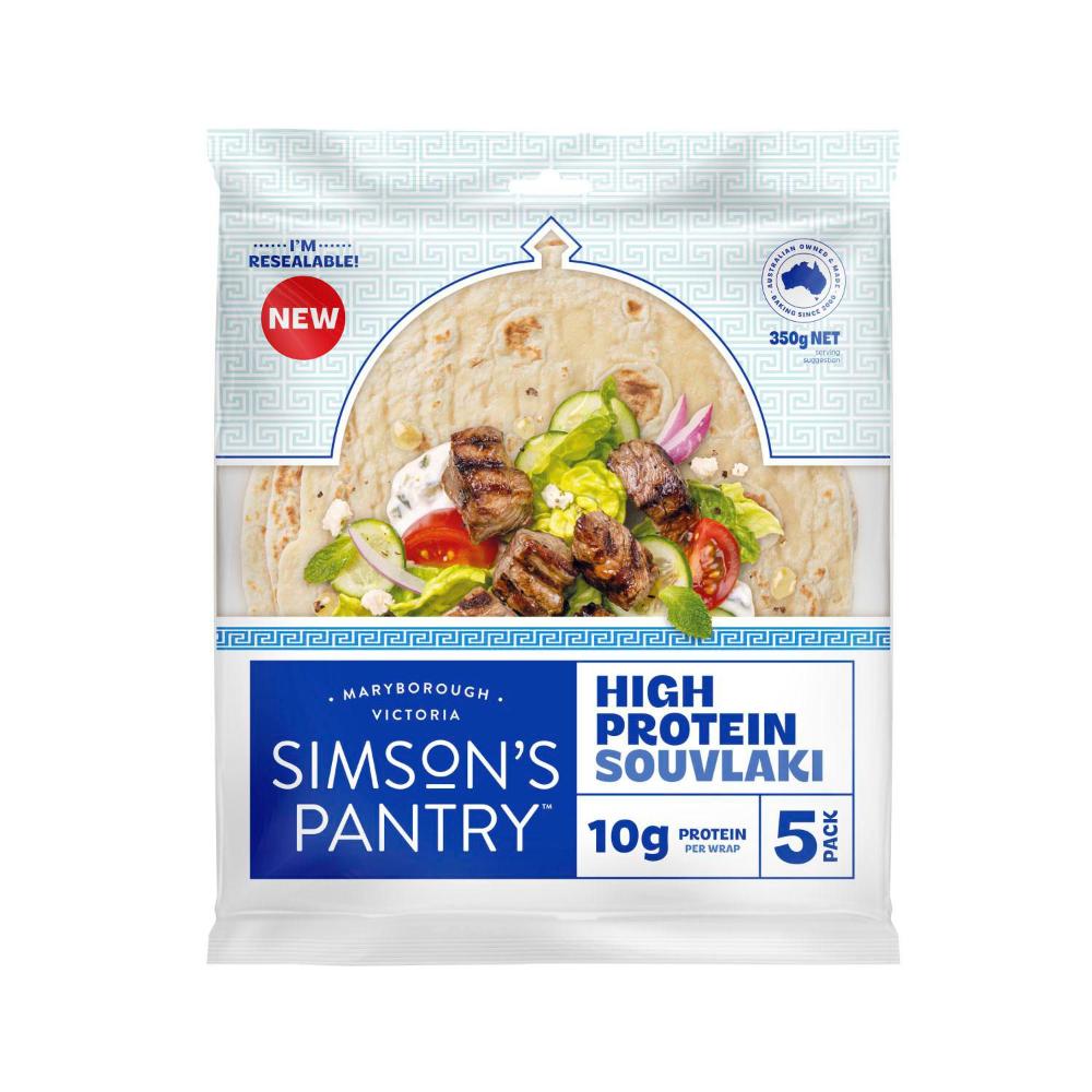 Buy Simson's Pantry High Protein Souvlaki 5 Pack 350g | Coles