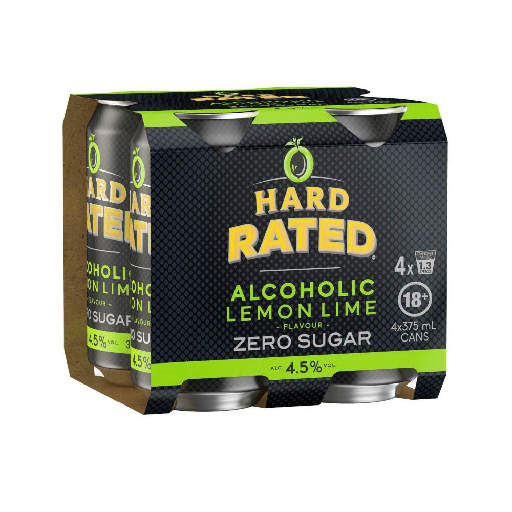Buy Hard Rated Lemon Lime Zero Sugar Can 375ml 4 Pack | Coles