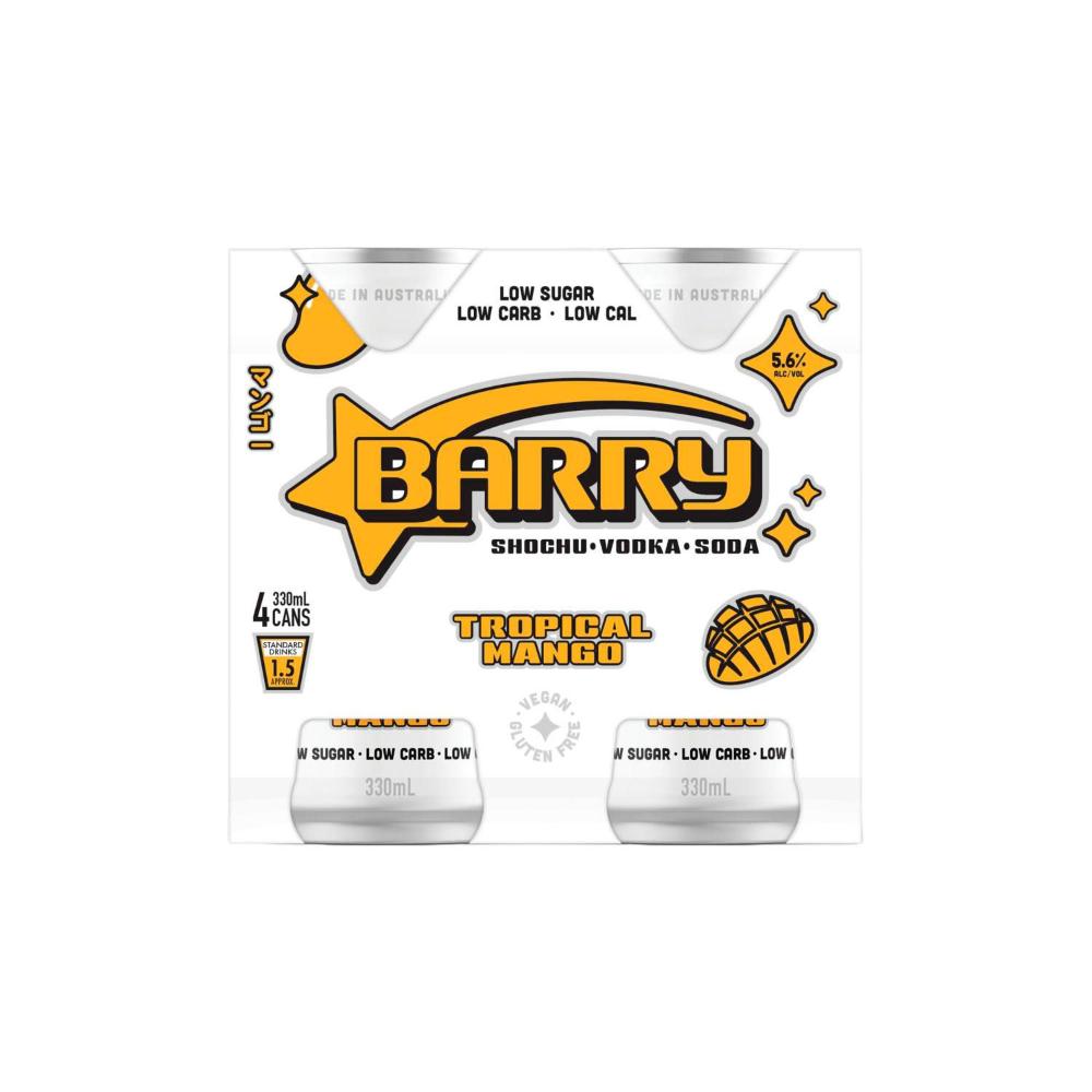 Buy Barry Shochu Tropical Mango Soda Can 330ml 4 Pack | Coles
