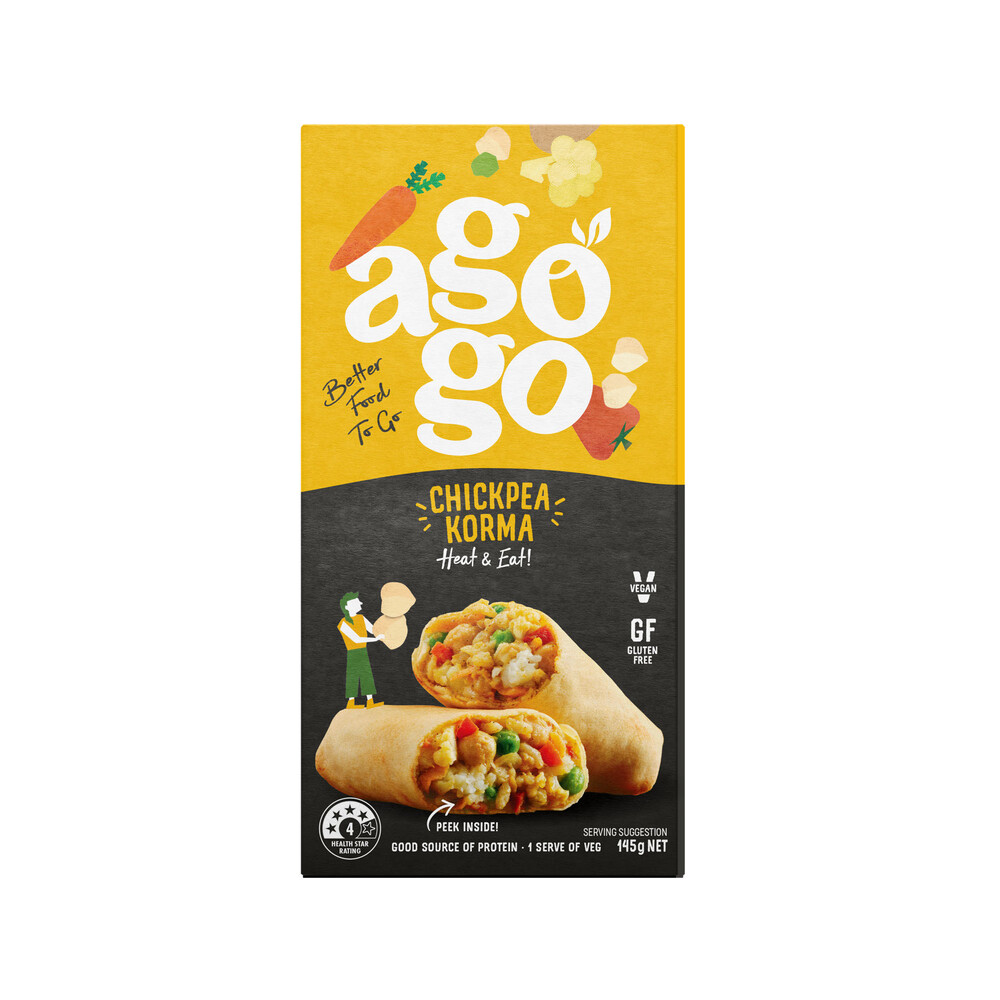 Buy Agogo Gluten Free Chickpea Korma Wrap 145g | Coles
