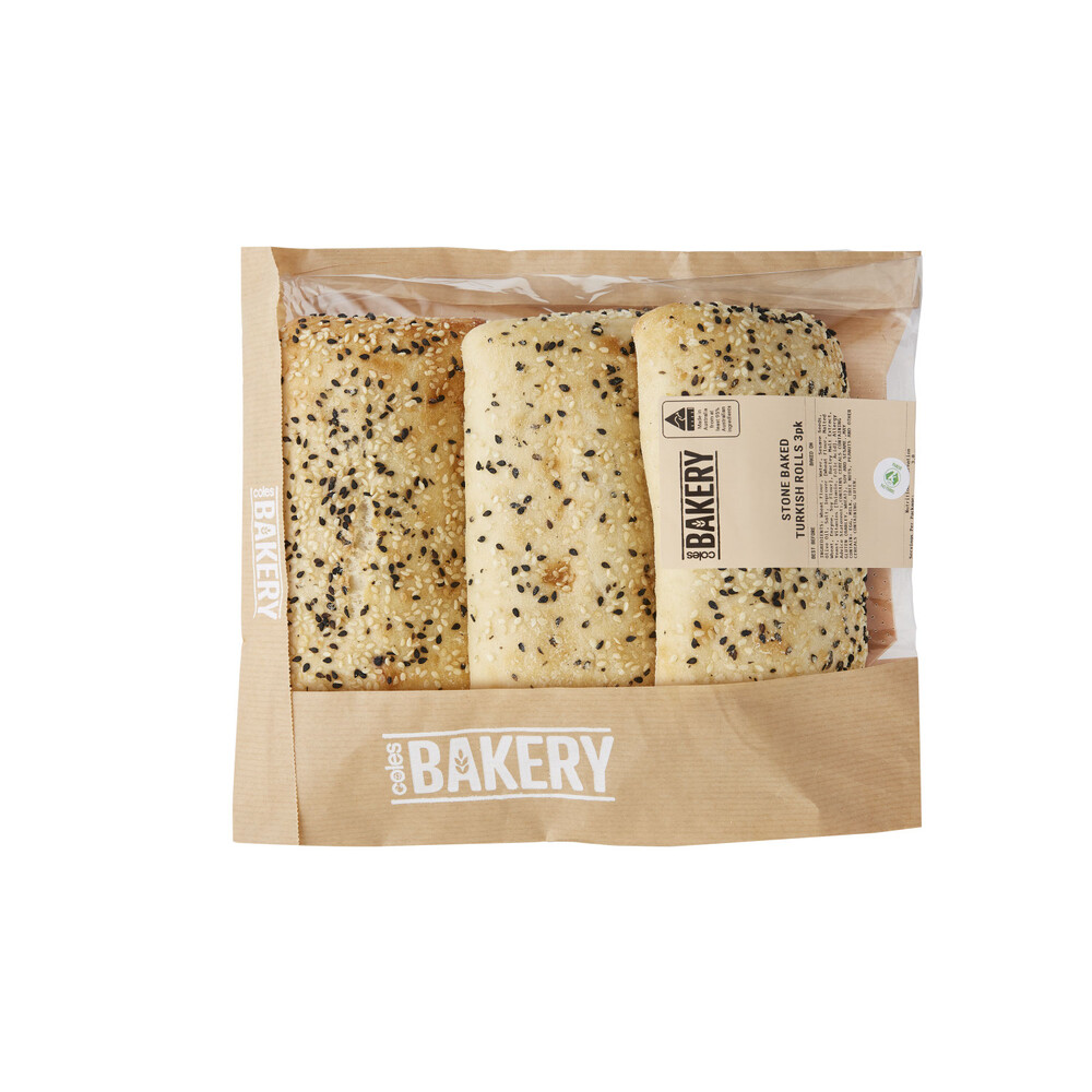 Buy Coles Stone Baked By Laurent Turkish Rolls 3 Pack | Coles