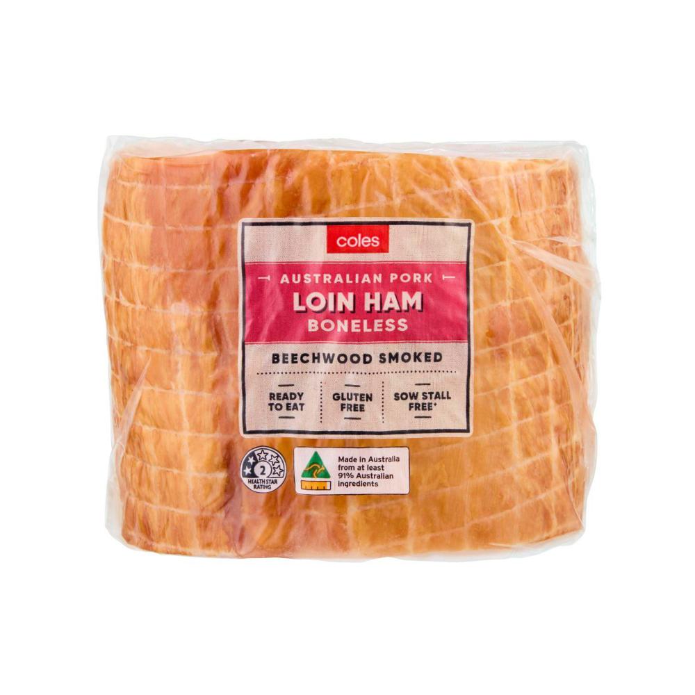 Buy Coles Beechwood Smoked Boneless Loin Ham Portion approx. 700g | Coles